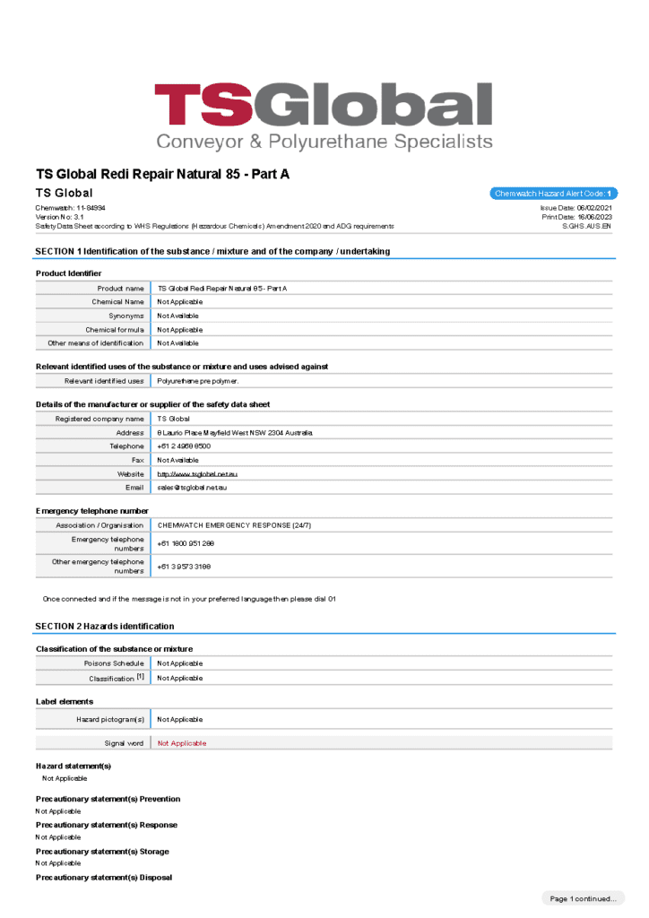 Safety Data Sheets | RKM rollers | Call us now: 1300 418 298